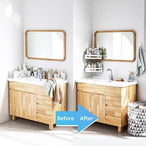 TAILI Suction Shower Grab Bar + Corner Shower Caddy Bathroom Safety Handle Bathroom Organizer No Drilling and Removable Suction Mounted