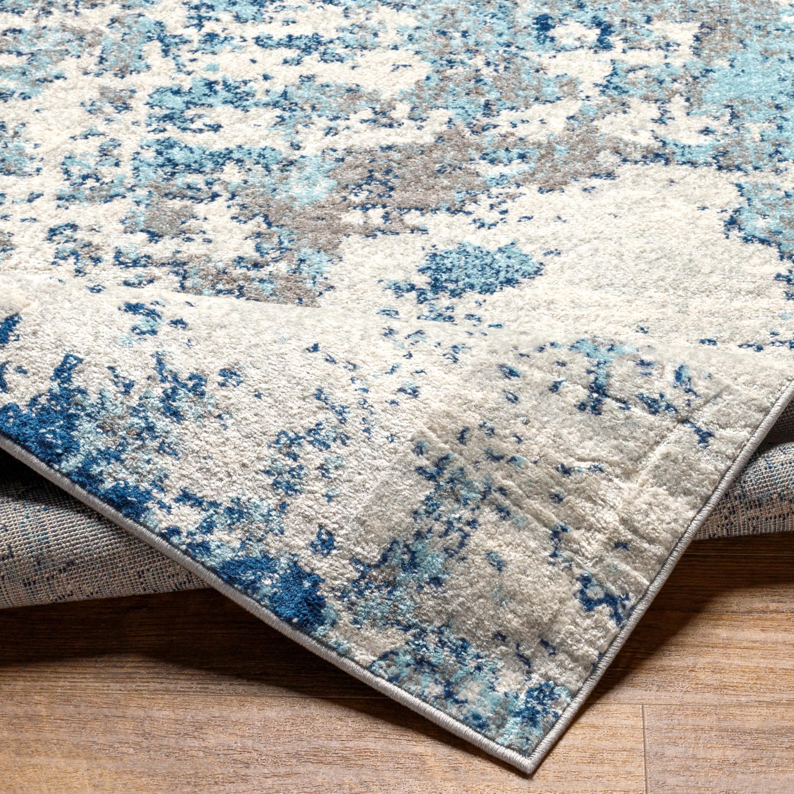 Livabliss Arti Modern Abstract Runner Area Rug,2'7" x 12',Dark Blue/Aqua