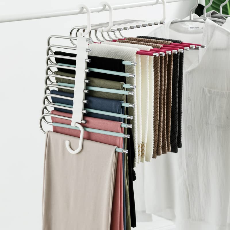 5 Pack - Pants Hangers Space Saving Closet Organizer Pant Hangers Home Organization Hanger Space Saving Hangers Closet Organizers Pants Hanger Pant Hanger Clothes Hangers