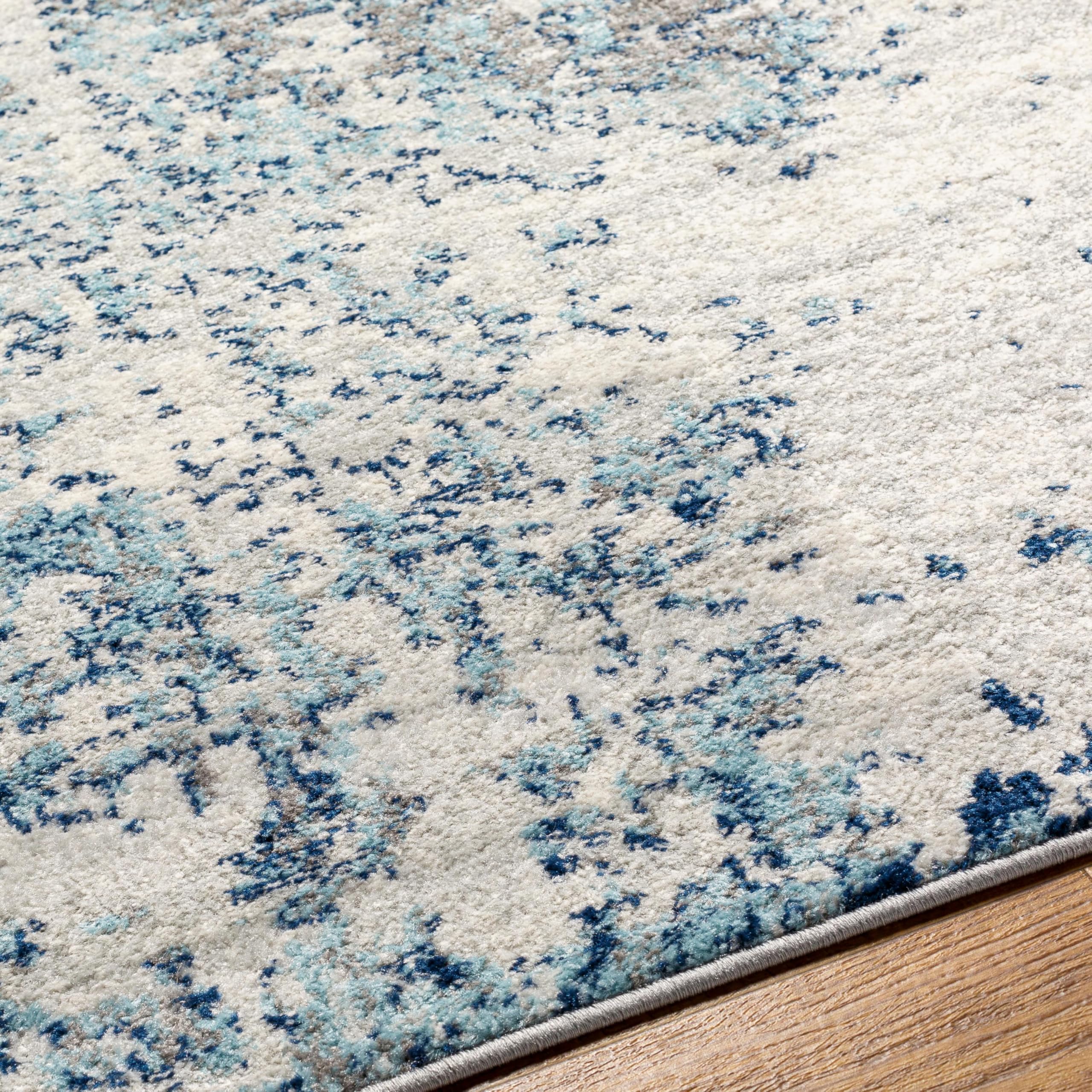 Livabliss Arti Modern Abstract Runner Area Rug,2'7" x 12',Dark Blue/Aqua