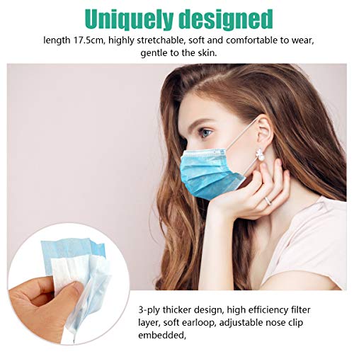 Wecolor 120 Pack Disposable Face Masks with Elastic Ear Loop, 3 Ply Breathable (Blue)