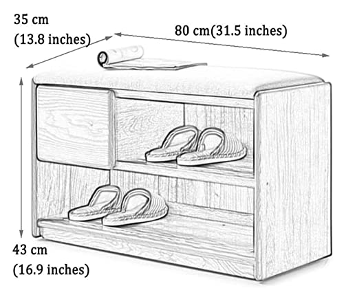 ALDEPO Shoe Cabinet Shoe Cabinet Bench Double Layer of Large Capacity and Simple Stool for Changing Shoes Shoe Cabinet with Sponge Cushion Ottoman Shelf Storage Drawer