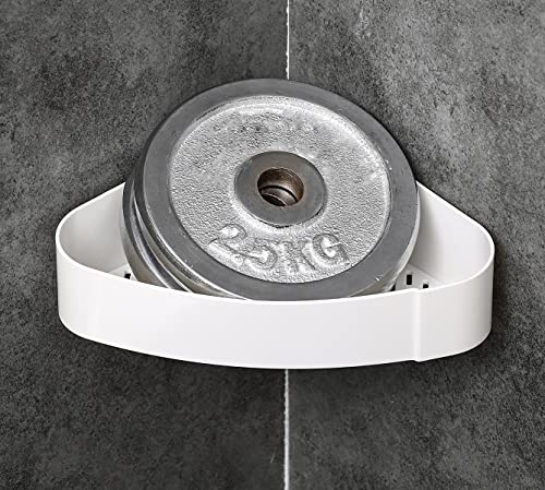 Fineget Plastic Shower Caddy Adhesive Shower Shelves for Wall Bathroom Kitchen Bathtub Rustproof Home Basket Shelf Removable No Drilling Storage Organizer Quick Dry White 4 Pack
