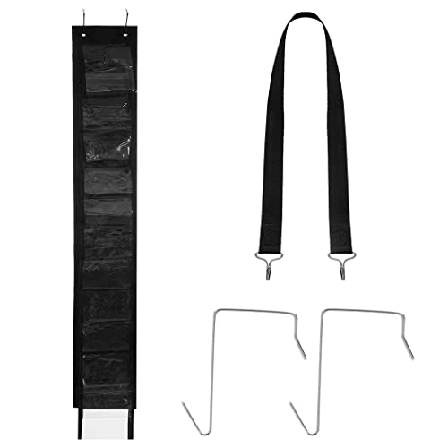 Outgeek Leggings Storage Organizer, Space Saving Clothes Roll Holder with 12 Compartments, Foldable Closet Hanging Storage Bag for Shirts, Pants, Towels, Jean (Black)