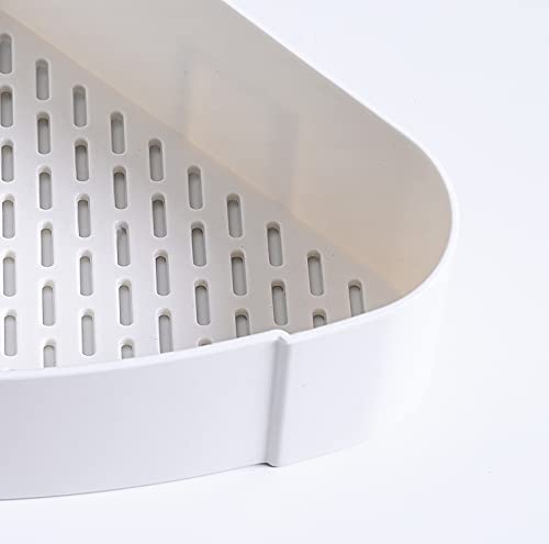 Fineget Plastic Shower Caddy Adhesive Shower Shelves for Wall Bathroom Kitchen Bathtub Rustproof Home Basket Shelf Removable No Drilling Storage Organizer Quick Dry White 4 Pack