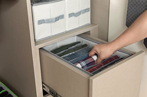 4 Packs (Light Gray), Upgraded Sturdy Wardrobe Clothes Organizer, Build in PP Board, 7 Grids Storage Box, Washable Clothes Organizer for Folded Clothes, Sweater/Shirts/Pants/Jeans Organizer - XL(1pcs), L(1pcs), M(2pcs)