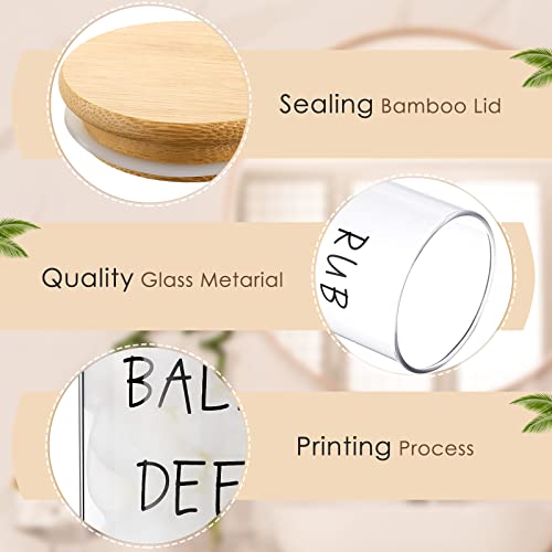 6 Pieces Apothecary Jars with Lids Cotton Swab Holder Bathroom Decor Glass Jars with Bamboo Tray for Cotton Ball Holder Bamboo Vanity Tray Bathroom Canisters for Bathroom Storage Organizer