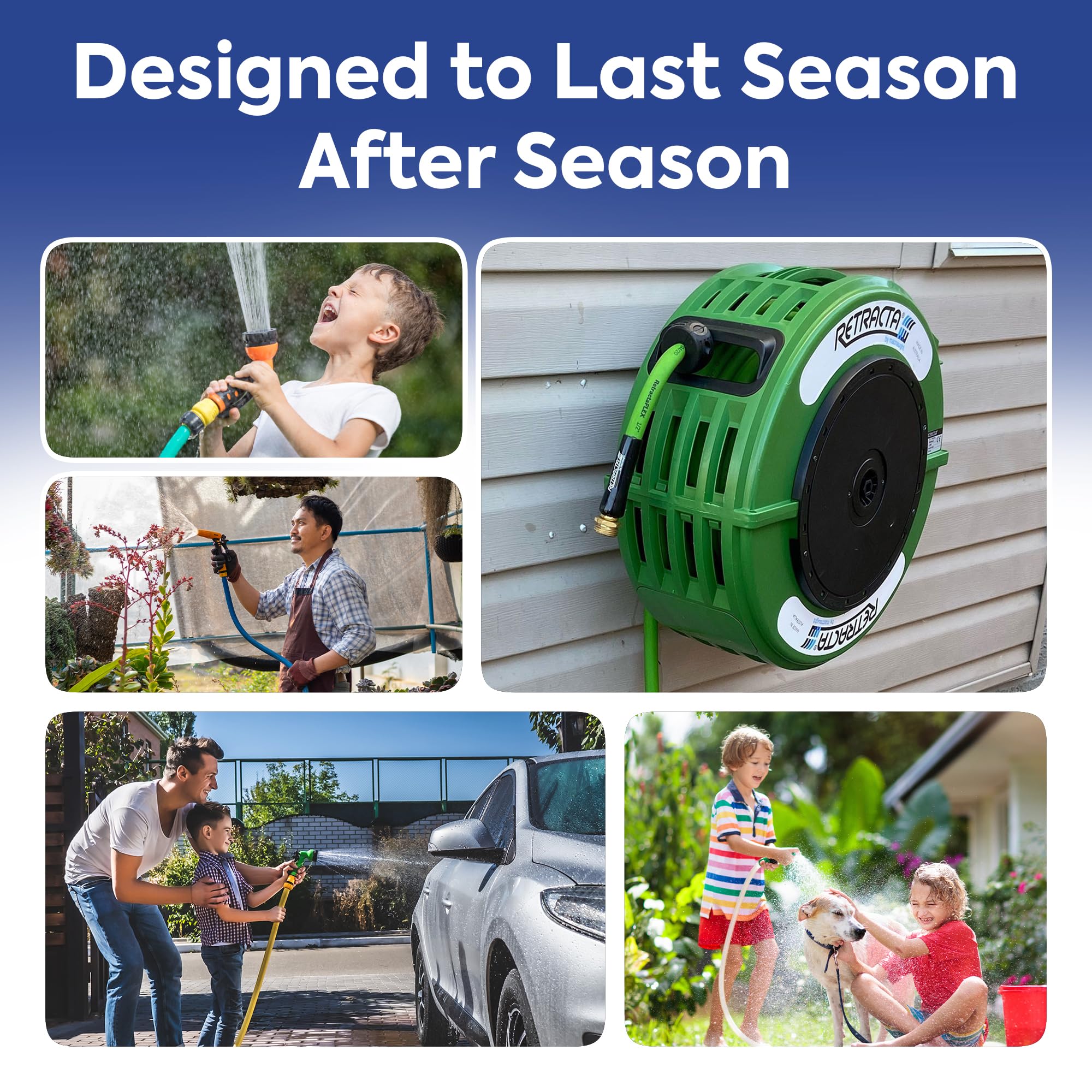 Macnaught Retractable Garden Hose Reel, 60 Ft Water Hose Reel Heavy Duty Retractable Hose with Metal 180° Swivel Rotation Bracket for Wall Mount - Green