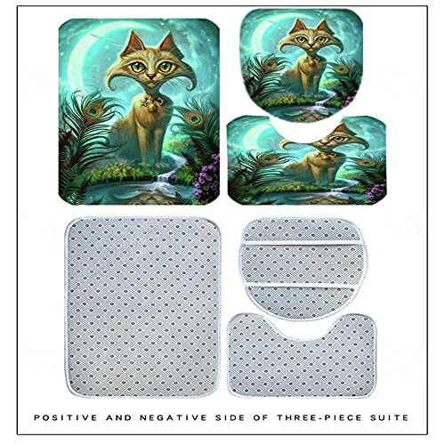 FFjingpu Colorful Chakras Shower Curtain Set Waterproof Washable Polyester Bath Curtain Anti-Slip Rugs Toilet Lid Cover Bath Mat Set(71X71Inch)