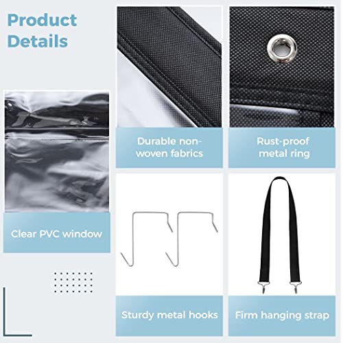 Outgeek Leggings Storage Organizer, Space Saving Clothes Roll Holder with 12 Compartments, Foldable Closet Hanging Storage Bag for Shirts, Pants, Towels, Jean (Black)