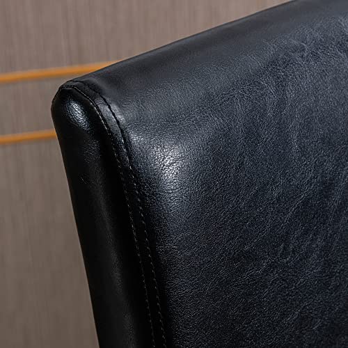 GOTMINSI Set of 2 Classic 24 Inches Counter Height Stools Upholstered Bar Stools with Solid Wood Legs and Black Leather Counter Stool(PU Black)