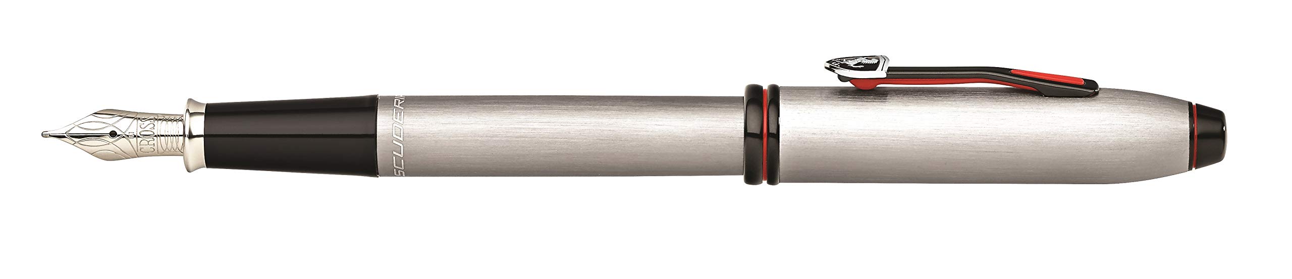 Cross Townsend Collection for Scuderia Ferrari Brushed Platinum w/Polished Black PVD Appointments and Medium Nib Fountain Pen