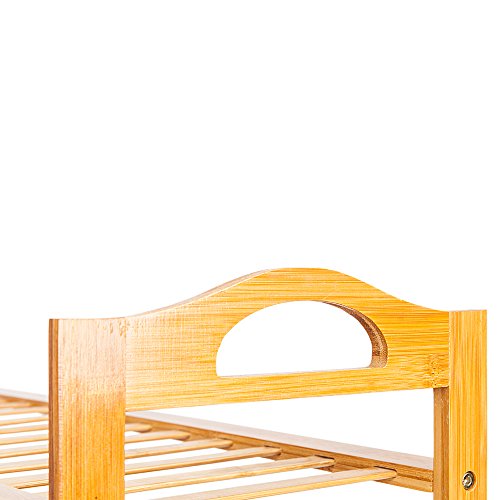 N&D 4 Tiers Bamboo Shoe Rack storage shelves rack Multifunctional Bamboo Rack (Wood Color)