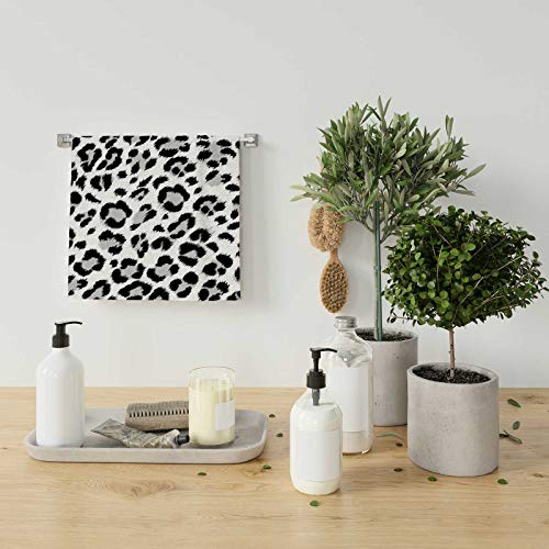 Vantaso Bath Hand Towels Snow Leopard Animal Print,Soft & Absorbent Washcloths Towel for Bathroom Kitchen Hotel Gym Spa