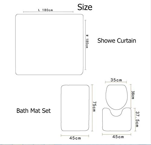 FFjingpu Colorful Chakras Shower Curtain Set Waterproof Washable Polyester Bath Curtain Anti-Slip Rugs Toilet Lid Cover Bath Mat Set(71X71Inch)