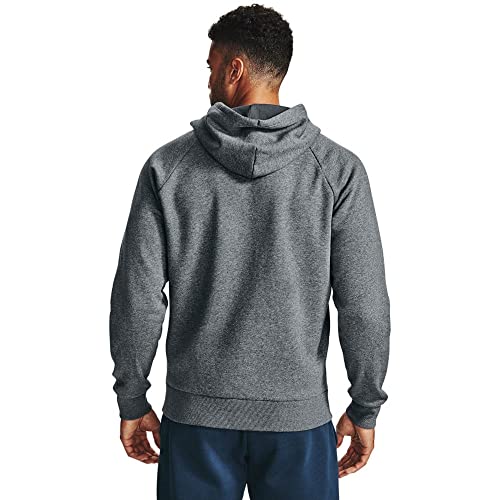 Under Armour Men's UA Rival Fleece Full Zip Hoodie , Pitch Gray Light Heather (012)/Onyx White , X-Large
