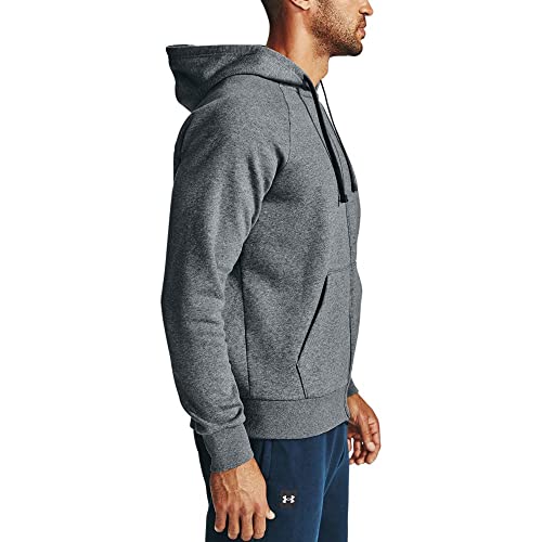 Under Armour Men's UA Rival Fleece Full Zip Hoodie , Pitch Gray Light Heather (012)/Onyx White , X-Large
