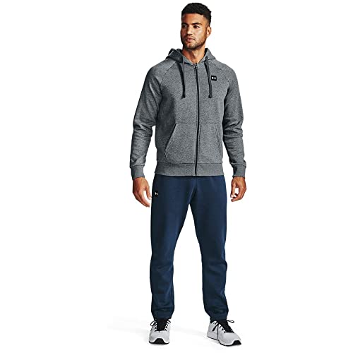 Under Armour Men's UA Rival Fleece Full Zip Hoodie , Pitch Gray Light Heather (012)/Onyx White , X-Large