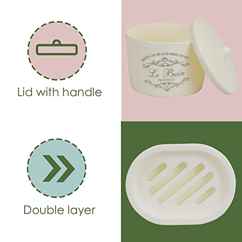 7-Piece Paris Bathroom Set (Beige), By Home Basics | Made From Plastic | Includes Tumbler, Toothbrush Holder, Soap Dish, Lotion Dispenser, Cotton Ball Holder, Toilet Brush Holder, and Wastebasket