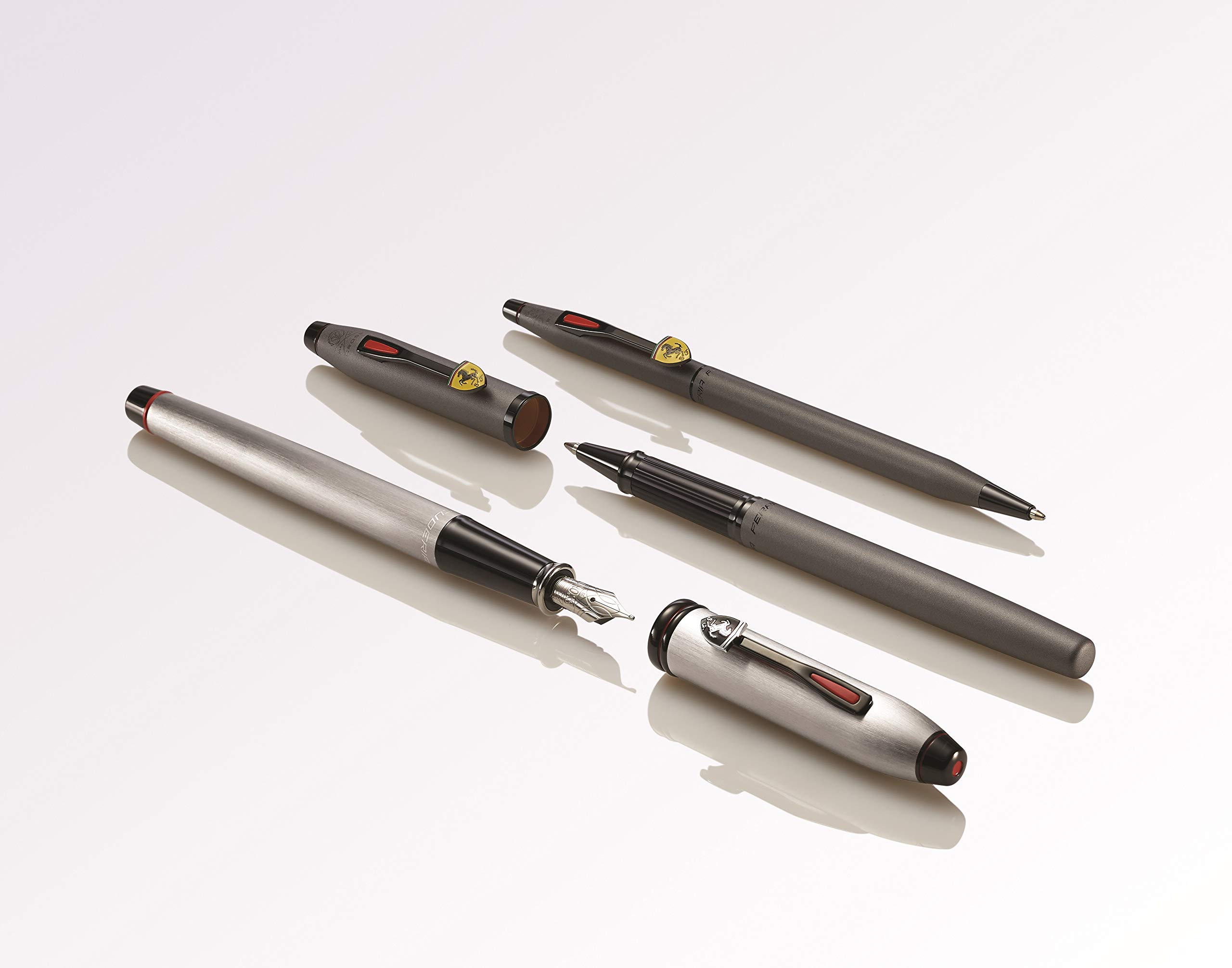 Cross Townsend Collection for Scuderia Ferrari Brushed Platinum w/Polished Black PVD Appointments and Medium Nib Fountain Pen