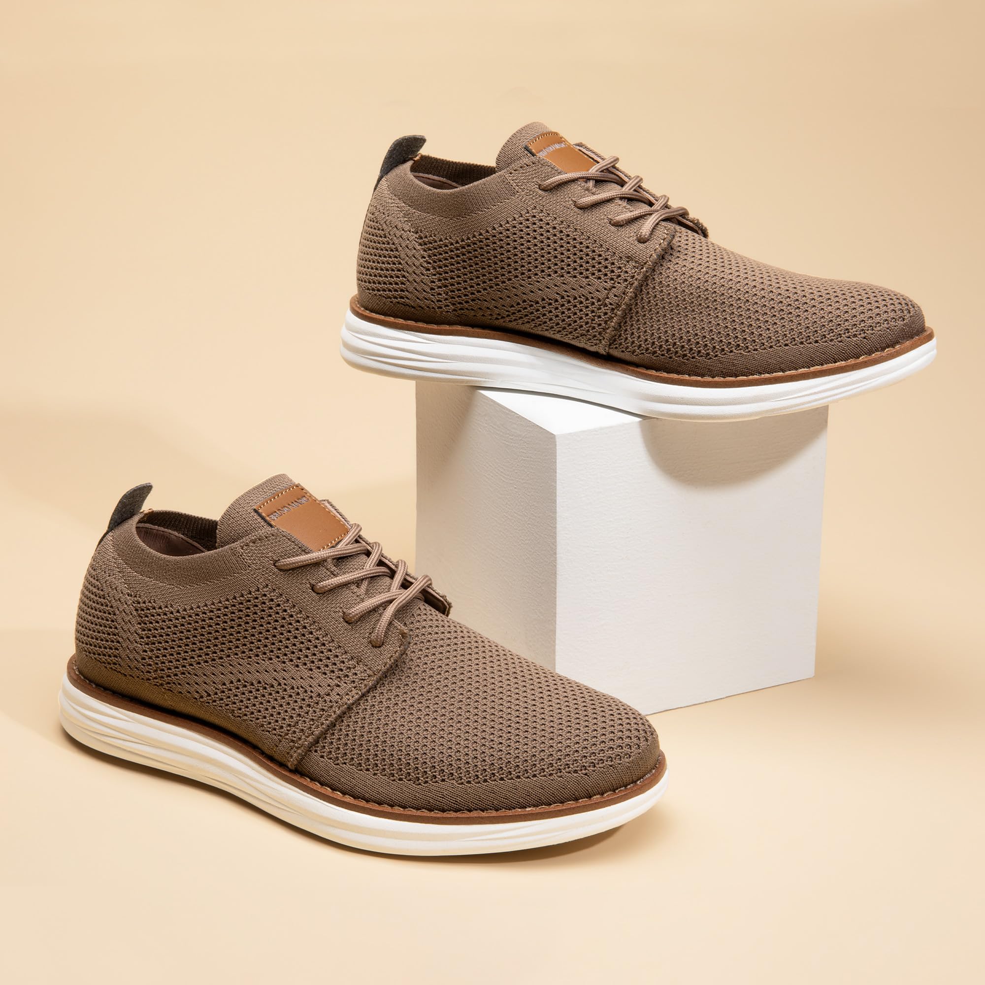 Bruno Marc Men's CoolFlex Breeze Mesh Sneakers Oxfords Lace-Up Lightweight Casual Walking Shoes,Size 12,01 Light/Brown,Grand