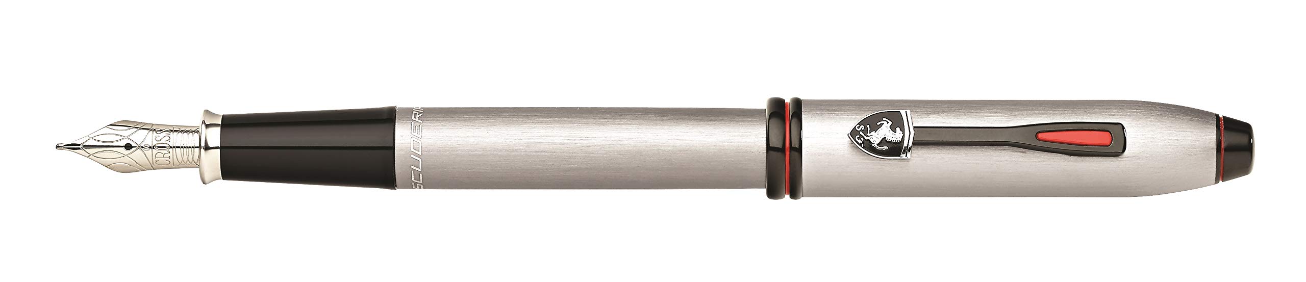 Cross Townsend Collection for Scuderia Ferrari Brushed Platinum w/Polished Black PVD Appointments and Medium Nib Fountain Pen