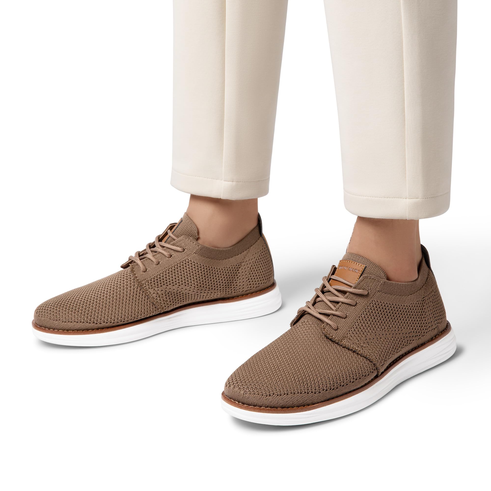Bruno Marc Men's CoolFlex Breeze Mesh Sneakers Oxfords Lace-Up Lightweight Casual Walking Shoes,Size 12,01 Light/Brown,Grand