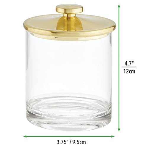 mDesign Small Modern Apothecary Storage Organizer Canister Jars - Acrylic Containers for Bathroom, Organization Holder for Vanity, Counter, Makeup Table, Lumiere Collection, 4 Pack, Clear/Chrome