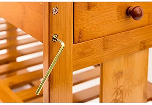 llibnn 2-Tier Bamboo Shoe Bench Holder with Seat Cushion Heavy Duty Shoe Storage Organizer with Drawer for Closet Entryway Hallway (Size : 70cm) (Size : 70cm)