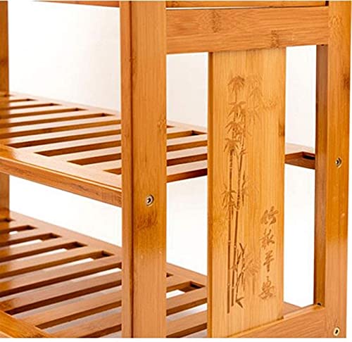 llibnn 2-Tier Bamboo Shoe Bench Holder with Seat Cushion Heavy Duty Shoe Storage Organizer with Drawer for Closet Entryway Hallway (Size : 70cm) (Size : 70cm)