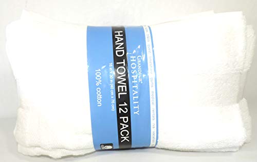 Grandeur Hospitality Towels 12 Pack 100% Ring Spun Cotton Soft-Durable-Absorbent Hand Towels