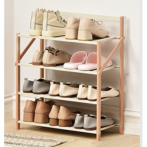 WYQQ Collapsible Shoe Hanger for Home Dormitory Mudroom Standing Bamboo Shoe Storage Rack Durable(Size:50x23.8x60cm,Color:Pink)