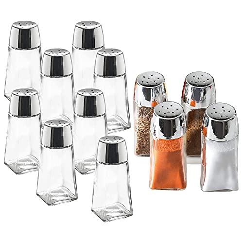 WHOLE HOUSEWARES | Stainless Steel Salt and Pepper Shakers Set | 12-Piece Pack | Pepper and Salt Shakers for Kitchen | Clear Glass Salt and Pepper Shakers