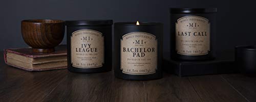Manly Indulgence Suit & Tie Scented Jar Candle, Cotton Wick, Premium Soy Blend White Wax, 60 hr Burn, Matte Black Jar Candle for Home and Men, 16.5 oz - USA Poured