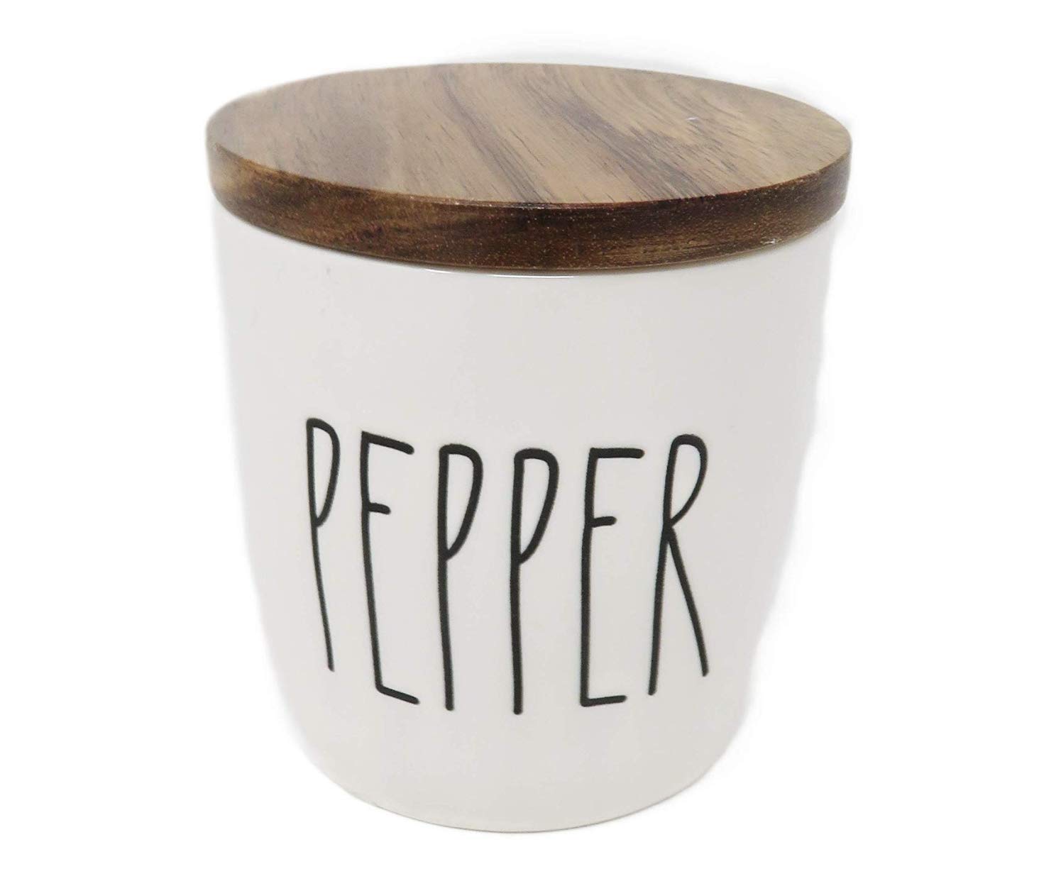 Rae Dunn SALT & PEPPER Cellars with Wood Lids - Ceramic with Large Lettering