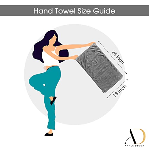 Ample Decor Hand Towel 18 X 28 Inch Pack of 2 600 GSM 100% Cotton, Oeko Tex Certified Soft Absorbent Thick Durable Premium Quality, for Hotel, Bathroom, Spa, Daily Use, Gym - Machine Washable - Black