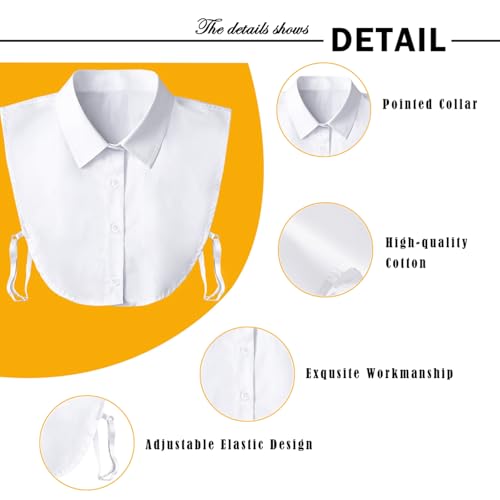 Fake Collar Detachable Dickey Collar Blouse Half Shirts Peter Pan Faux False Collar for Women & Girls Favors White, 2 Pack