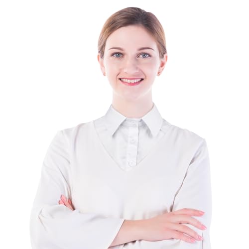 Fake Collar Detachable Dickey Collar Blouse Half Shirts Peter Pan Faux False Collar for Women & Girls Favors White, 2 Pack