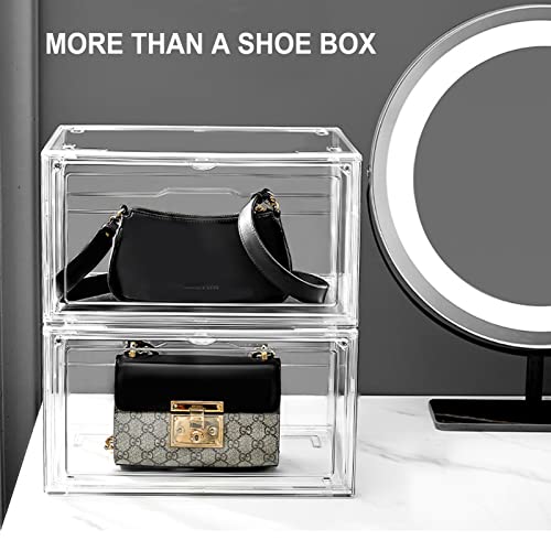 UMKIC Shoe Box Clear Plastic Stackable, 3 Pack Shoe Storage Box, Shoe Organizer for Display Sneaker, Shoe Sneaker Storage Containers with Lids (14.1βx 10.6βx 7.8β)