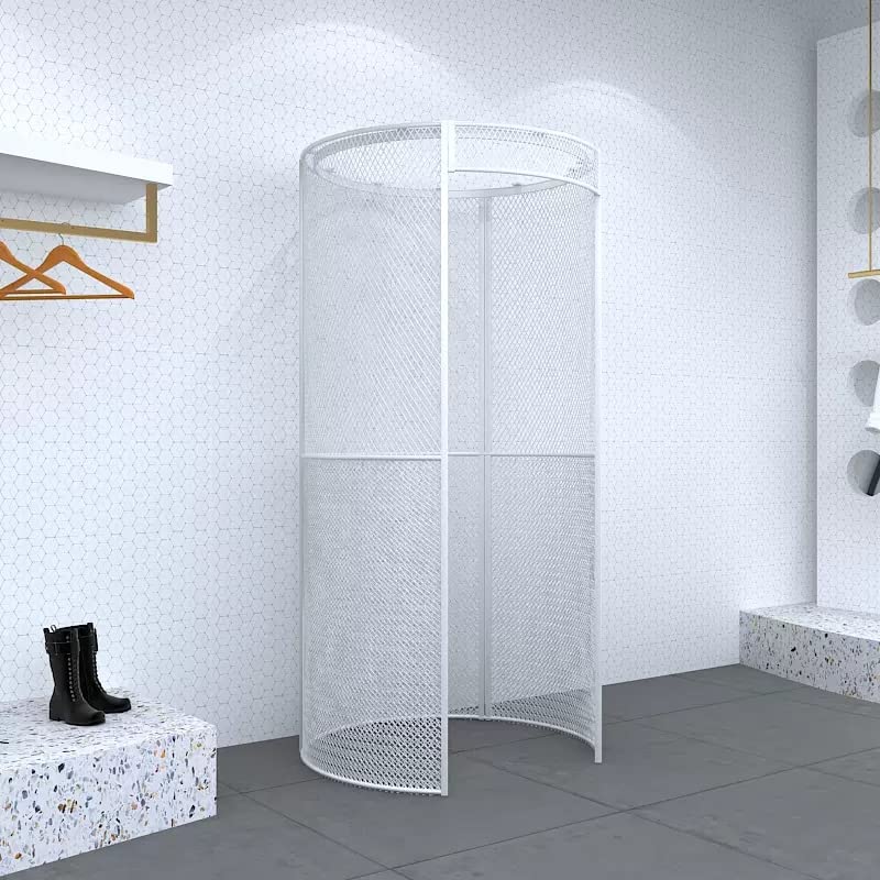 Clothing Store Fitting Room Frame, Portable Temporary Mobile Privacy Protection Dressing Room, Foldable Mall Simple Changing Room and Display Rack, 200x100cm (White Frame)