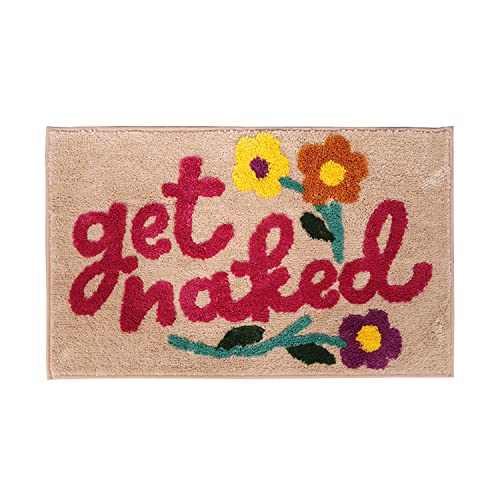 Zeeinx Get Naked Bath Mat Cute Bathroom Rugs Non Slip Microfiber Bath Rugs Funny Bathroom Decor Machine Washable Bath mat for Tub and Shower,20βx32β
