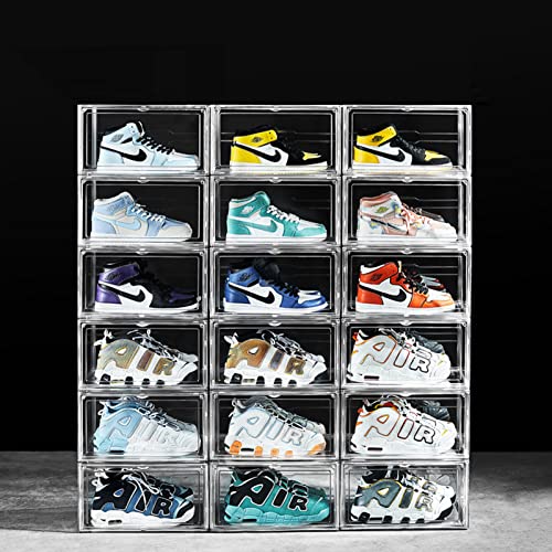 UMKIC Shoe Box Clear Plastic Stackable, 3 Pack Shoe Storage Box, Shoe Organizer for Display Sneaker, Shoe Sneaker Storage Containers with Lids (14.1βx 10.6βx 7.8β)
