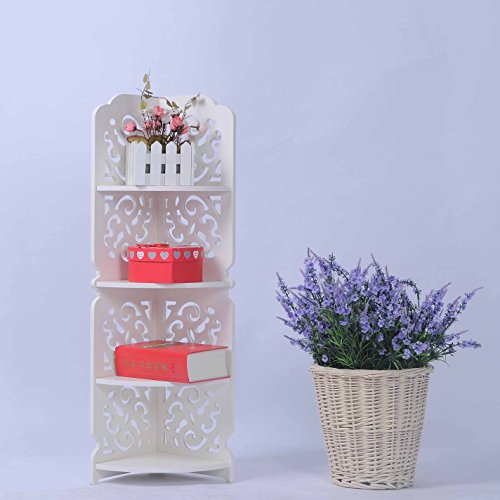 Jerry & Maggie - 4 Tier Storage Closet Organizer 1/4 Cylinder Deluxe Free Stand Shelving Shelves Rack Curve Cabinet - WPC White