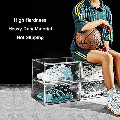 UMKIC Shoe Box Clear Plastic Stackable, 3 Pack Shoe Storage Box, Shoe Organizer for Display Sneaker, Shoe Sneaker Storage Containers with Lids (14.1βx 10.6βx 7.8β)