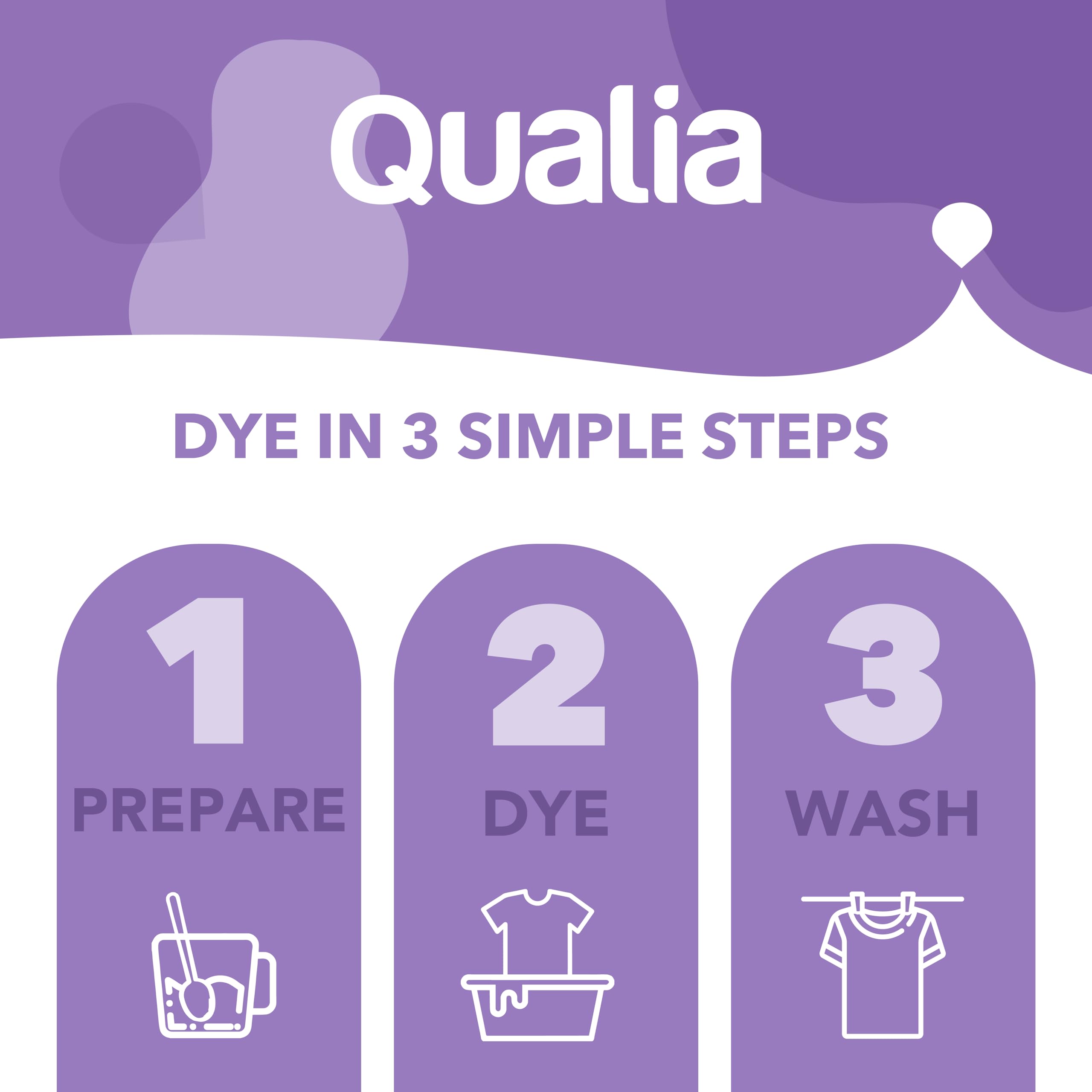Qualia Synthetic Fabric Dye, Easy to Use, Perfect for Synthetic Fabrics: Polyester, Spandex, Nylon, and More, Ultra-Concentrated Colors for Vibrant Results, Violet, 1 Pack