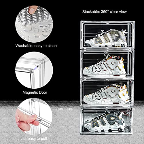 UMKIC Shoe Box Clear Plastic Stackable, 3 Pack Shoe Storage Box, Shoe Organizer for Display Sneaker, Shoe Sneaker Storage Containers with Lids (14.1βx 10.6βx 7.8β)
