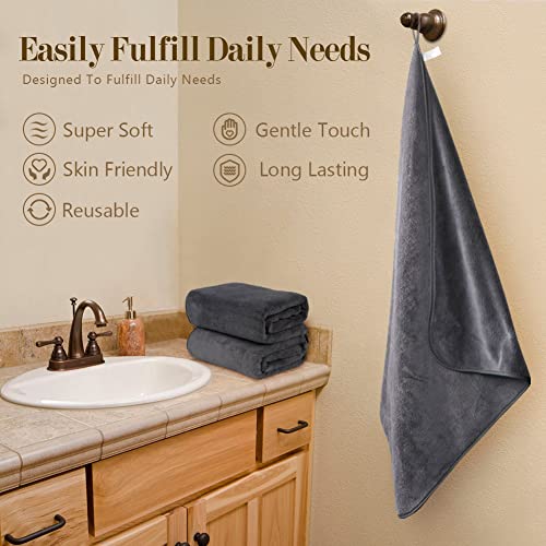 Orighty Bath Towel Set Pack of 2(27’’ x 54’’) - Soft Feel Bath Towel Sets, Highly Absorbent Microfiber Towels for Body, Quick Drying, Microfiber Bath Towels for Sport, Yoga, SPA, Fitness - Grey