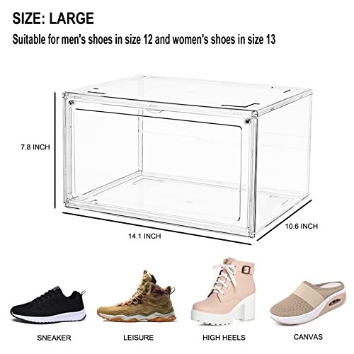 UMKIC Shoe Box Clear Plastic Stackable, 3 Pack Shoe Storage Box, Shoe Organizer for Display Sneaker, Shoe Sneaker Storage Containers with Lids (14.1βx 10.6βx 7.8β)