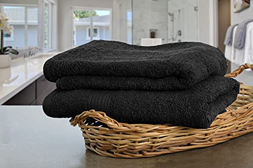 Ample Decor Hand Towel 18 X 28 Inch Pack of 2 600 GSM 100% Cotton, Oeko Tex Certified Soft Absorbent Thick Durable Premium Quality, for Hotel, Bathroom, Spa, Daily Use, Gym - Machine Washable - Black
