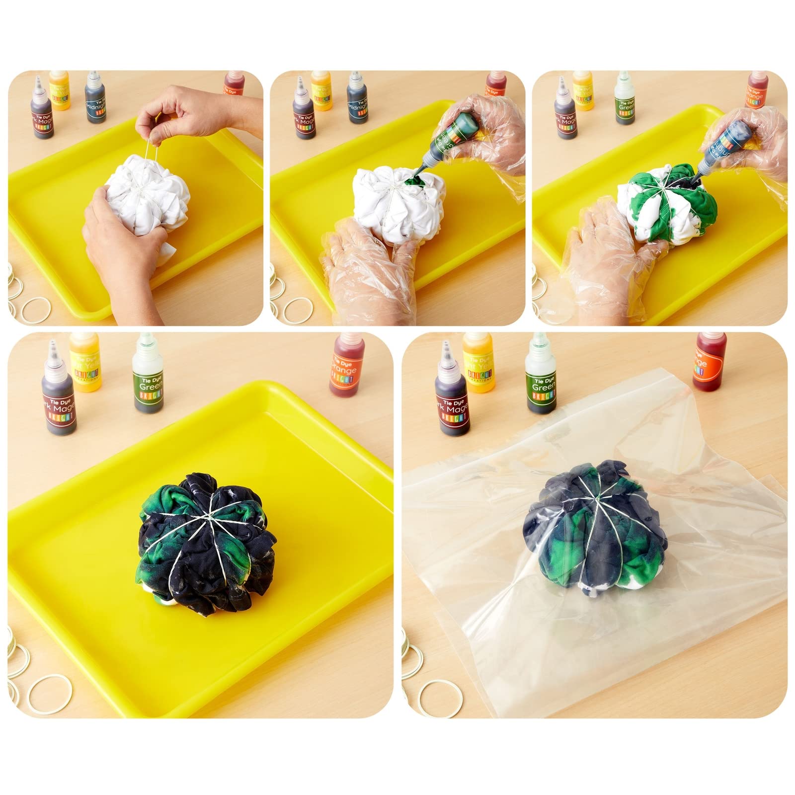 Bright Creations 26-Color Tie Dye Kit for Adults, Kids - Fabric Dyes for Clothing with Instructions, Table Cover, Rubber Bands, Gloves, and Aprons